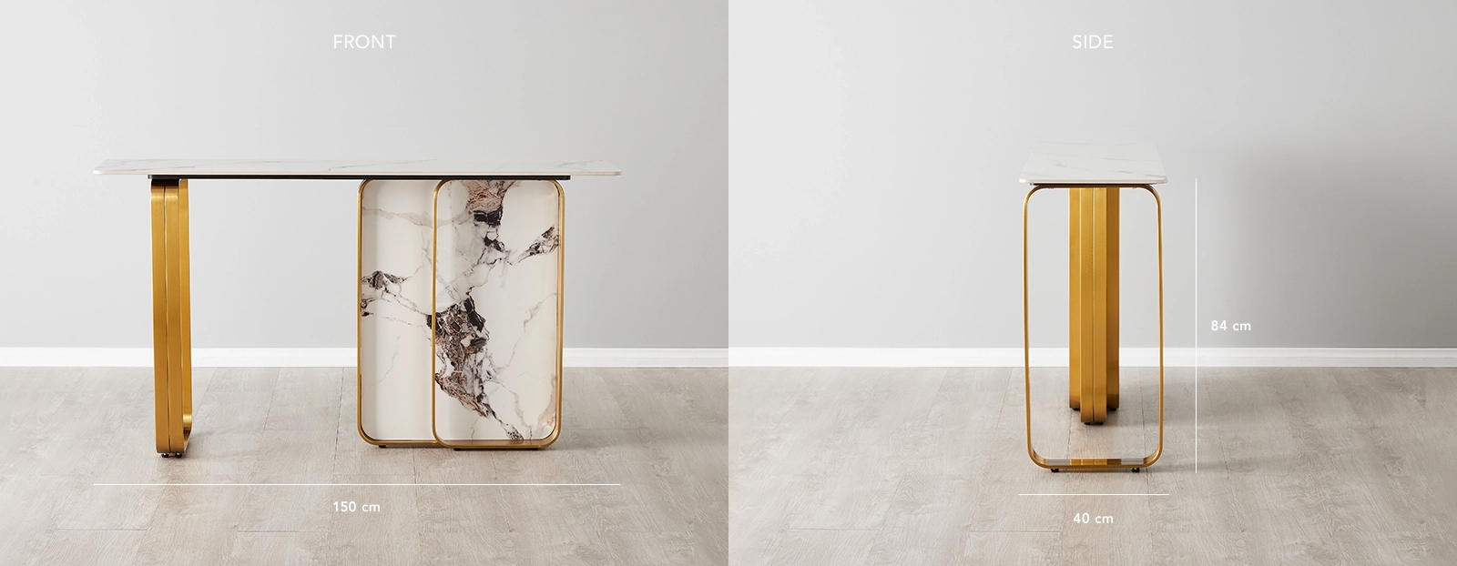 Marbella Cold Calacatta White Sintered Stone Console Table - Brushed ...