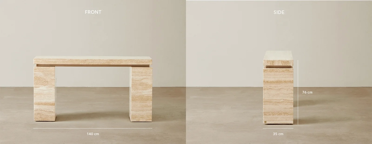 Monolith Natural Cream Travertine Console Table | Koala Living