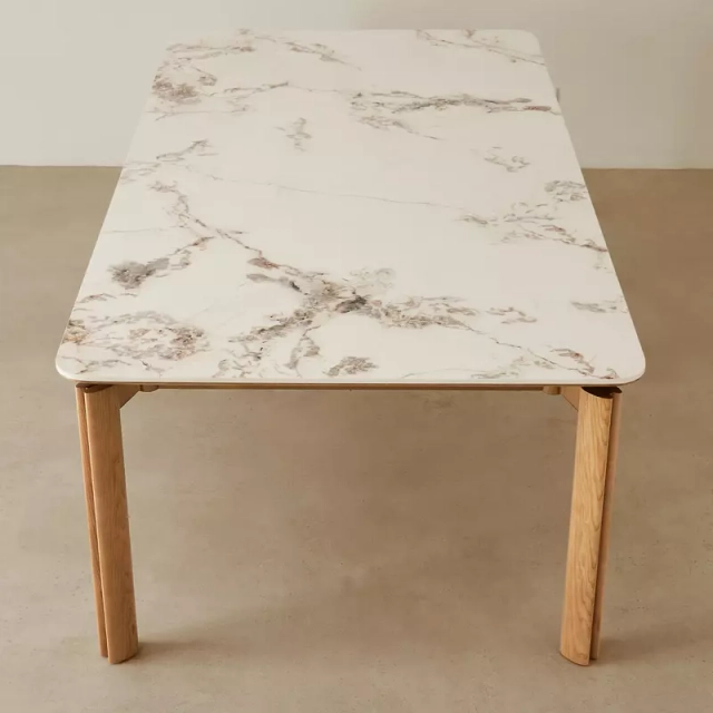 Portobello Pandora Brown Sintered Stone Top Dining Table - Light Brown ...