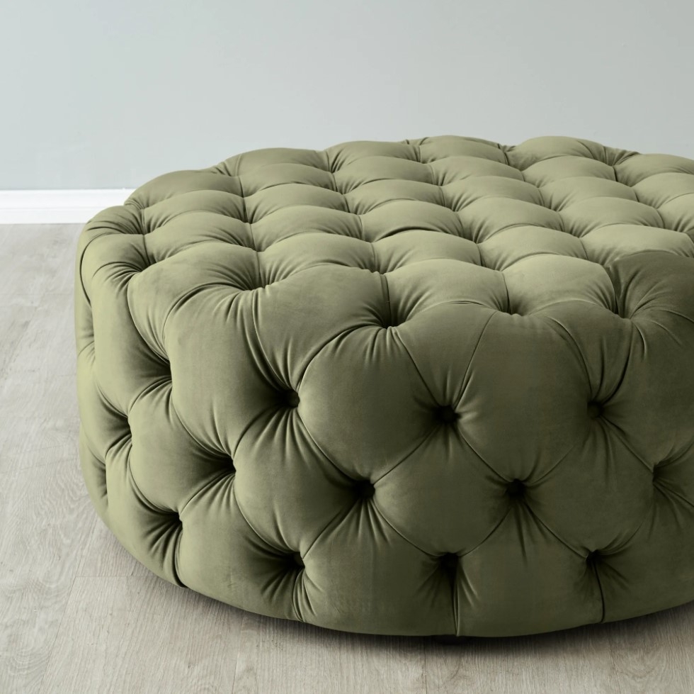 Kelly Olive Green Velvet Ottoman