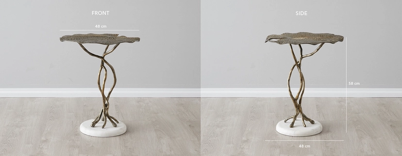 Dhara Antique Brass Finish Leaf Side Table | Koala Living