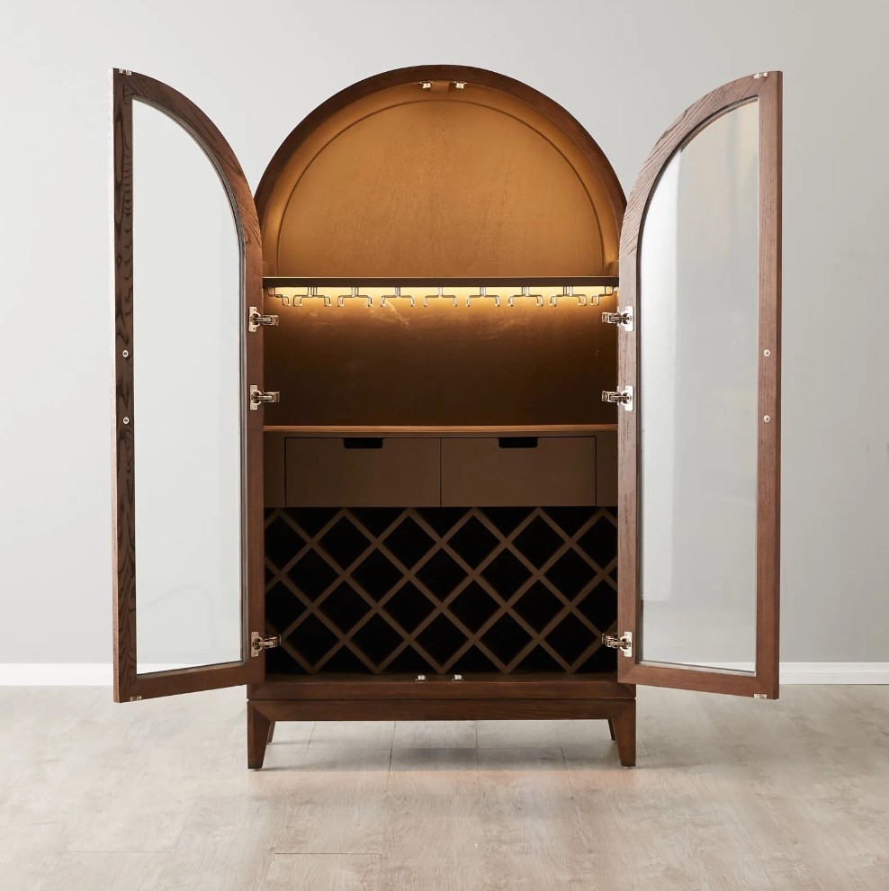 Fredrik Dark Brown Wooden Wine Cabinet