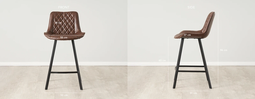 Gavin Dark Brown Vegan Leather 65cm Bar Stool | Koala Living