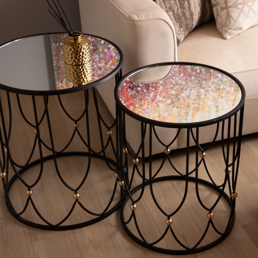 Cosmic Mirror Side Tables - Black Iron Frame | Koala Living