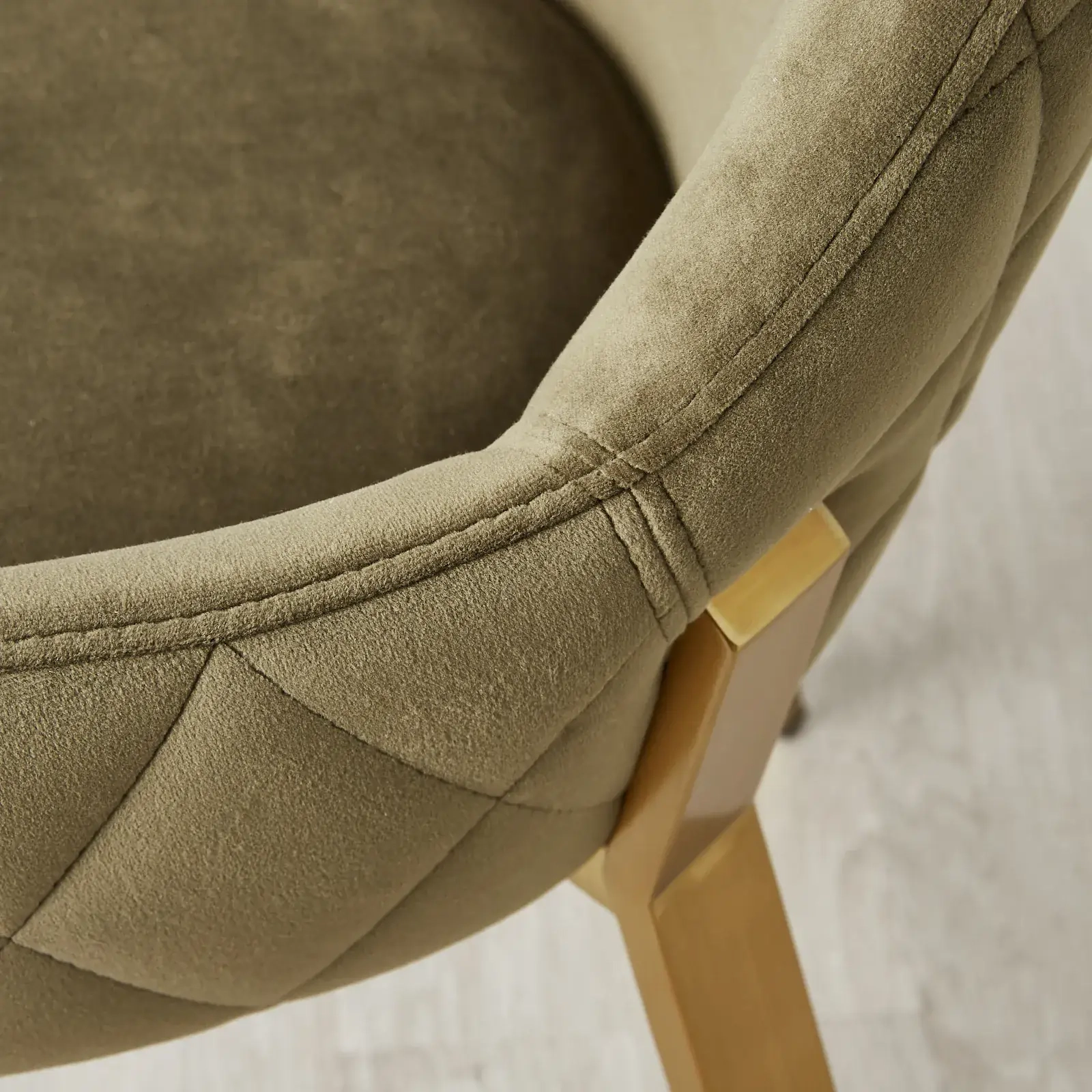 Arya II Olive Green Velvet 67cm Counter Stool - Brushed Gold Metal Legs ...