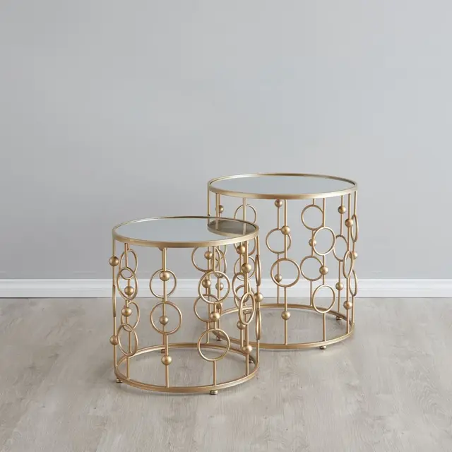 Geometric II Champagne Gold Side Table