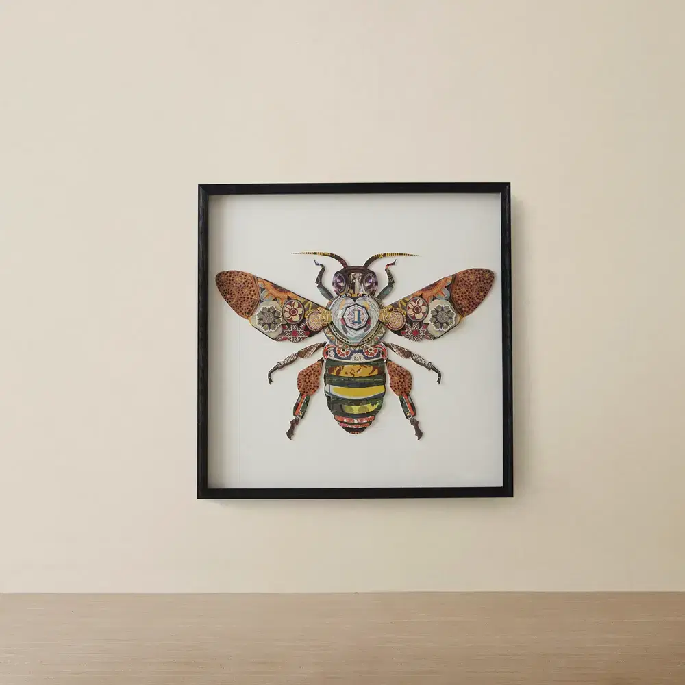 Rhino Beetle Framed Paper Collage | Koala Living
