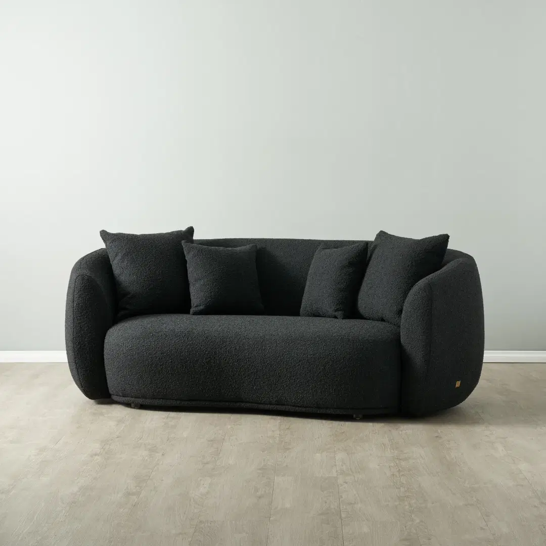 Everett Black Boucle 3-Seater Sofa