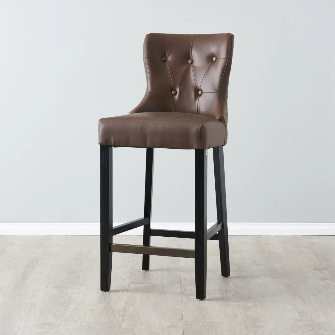Saxon Beige Velvet Bar Stool