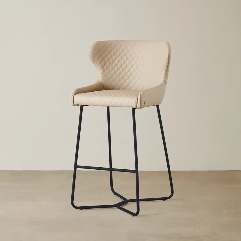 Gavin Sand Beige Vegan Leather Bar Stool