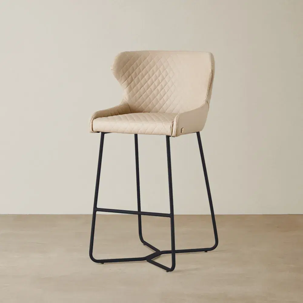 Gavin Sand Beige Vegan Leather Bar Stool | Koala Living