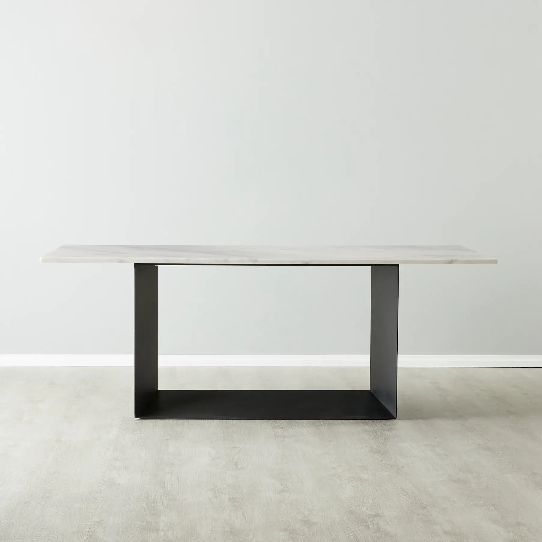 Isla Natural White Marble Console Table - Black Metal Legs