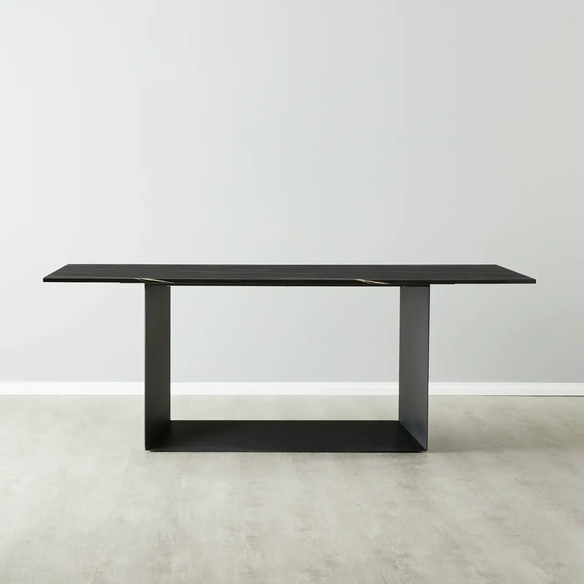 Isla Black Marble Console Table - Black Metal Legs