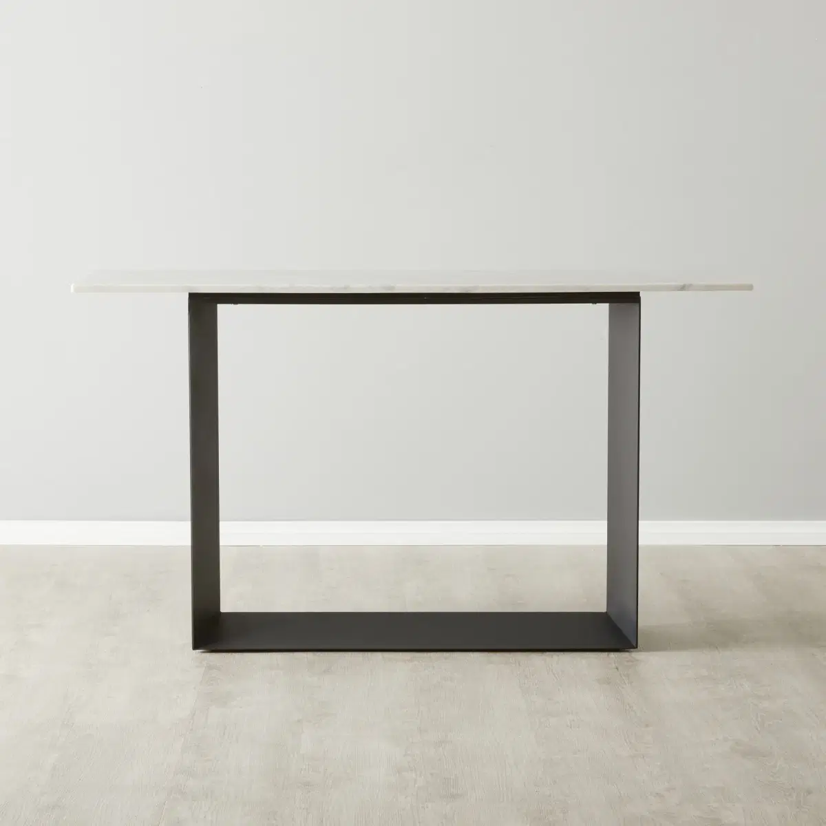 Isla Natural White Marble Dining Table - Black Metal Legs