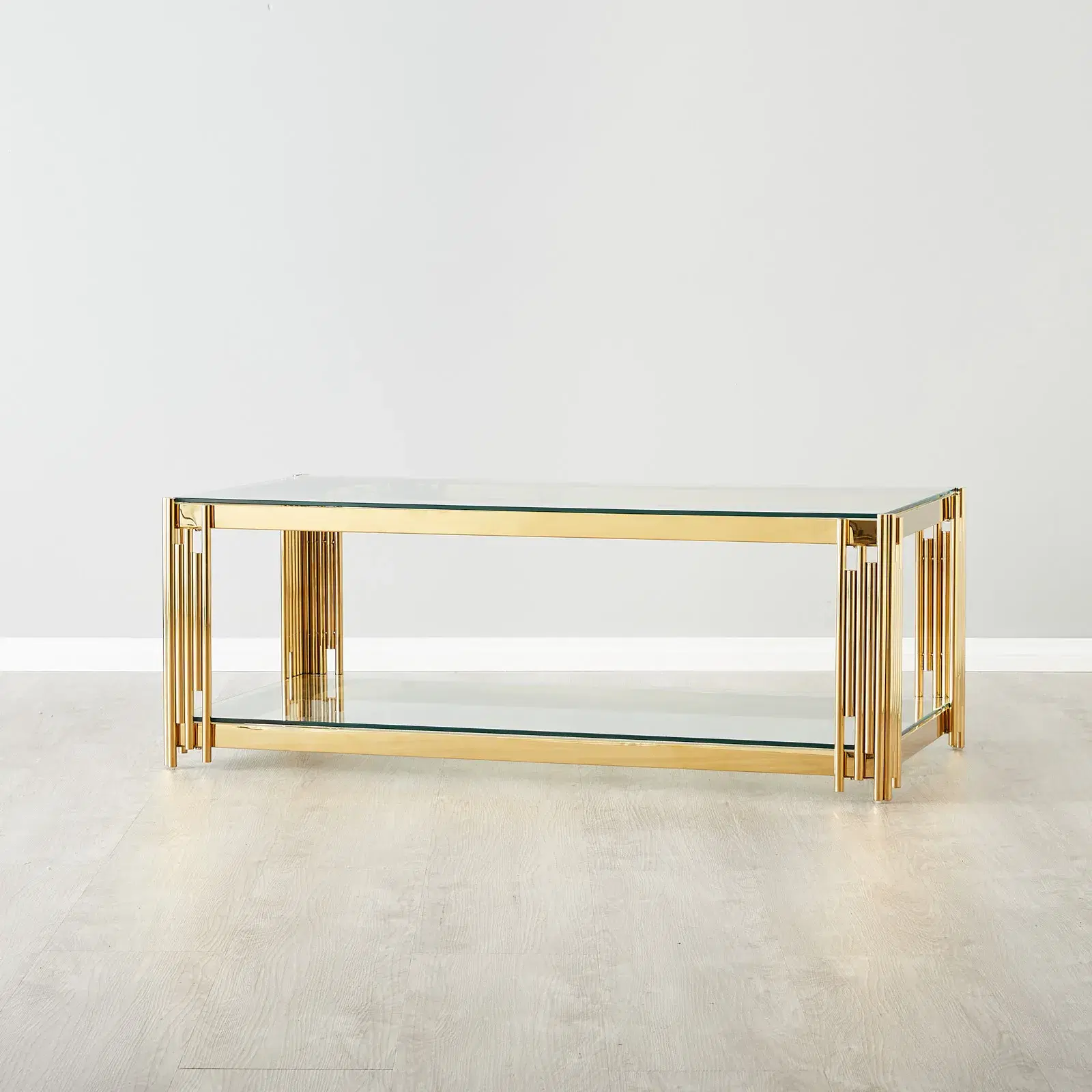 Aspen III White Sintered Stone Dining Table Brushed Gold Legs