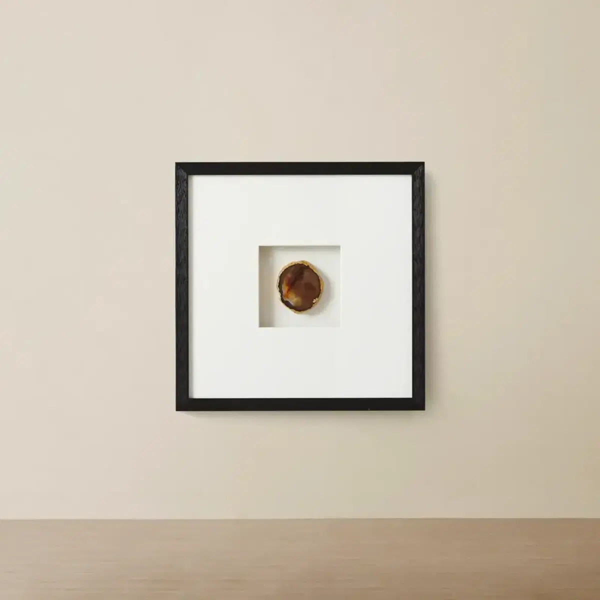 Metallic Grey Stones Shadow Box With Black Frame