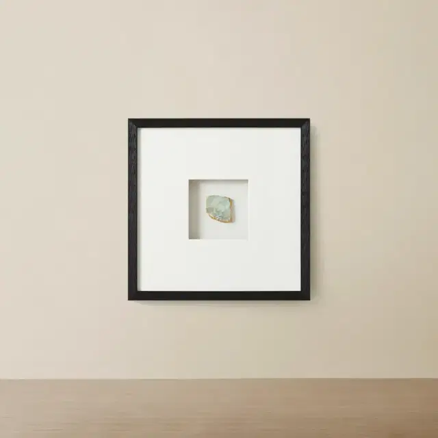 Metallic Grey Stones Shadow Box With Black Frame