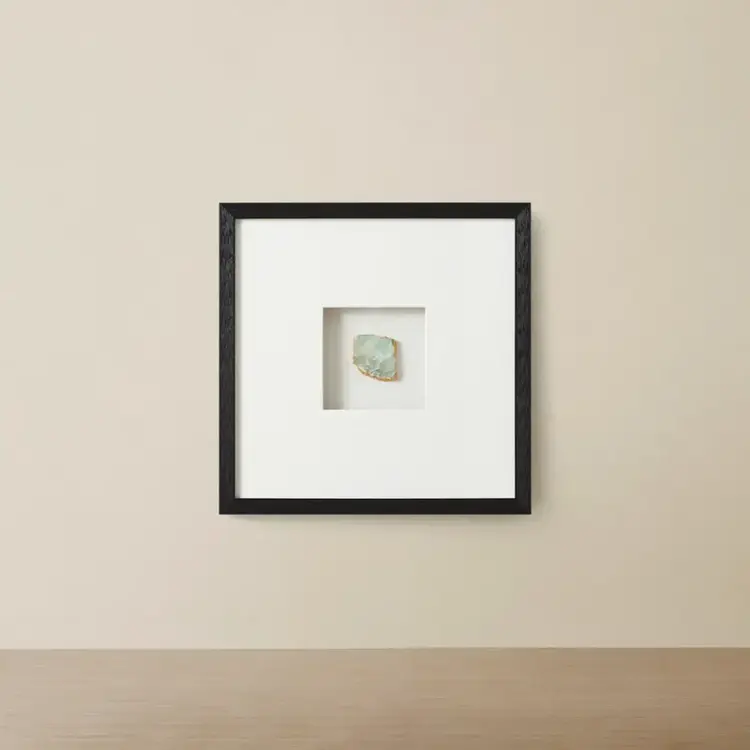 Metallic Grey Stones Shadow Box With Black Frame