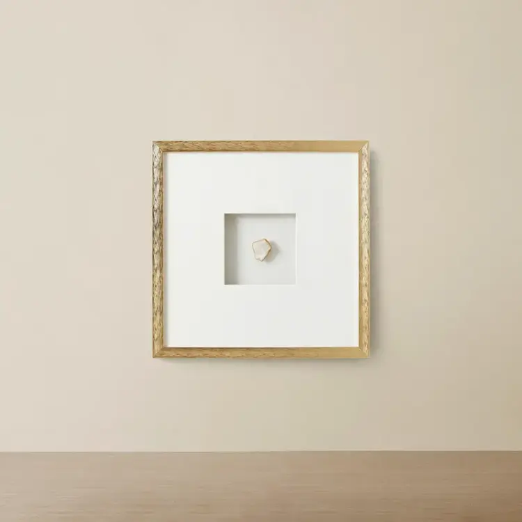 Tri-coloured Agate Shadow Box With Gold Frame