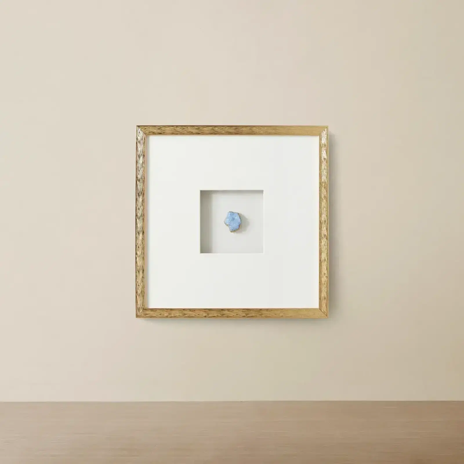 Blue Storm Stone Shadow Box With Gold Frame