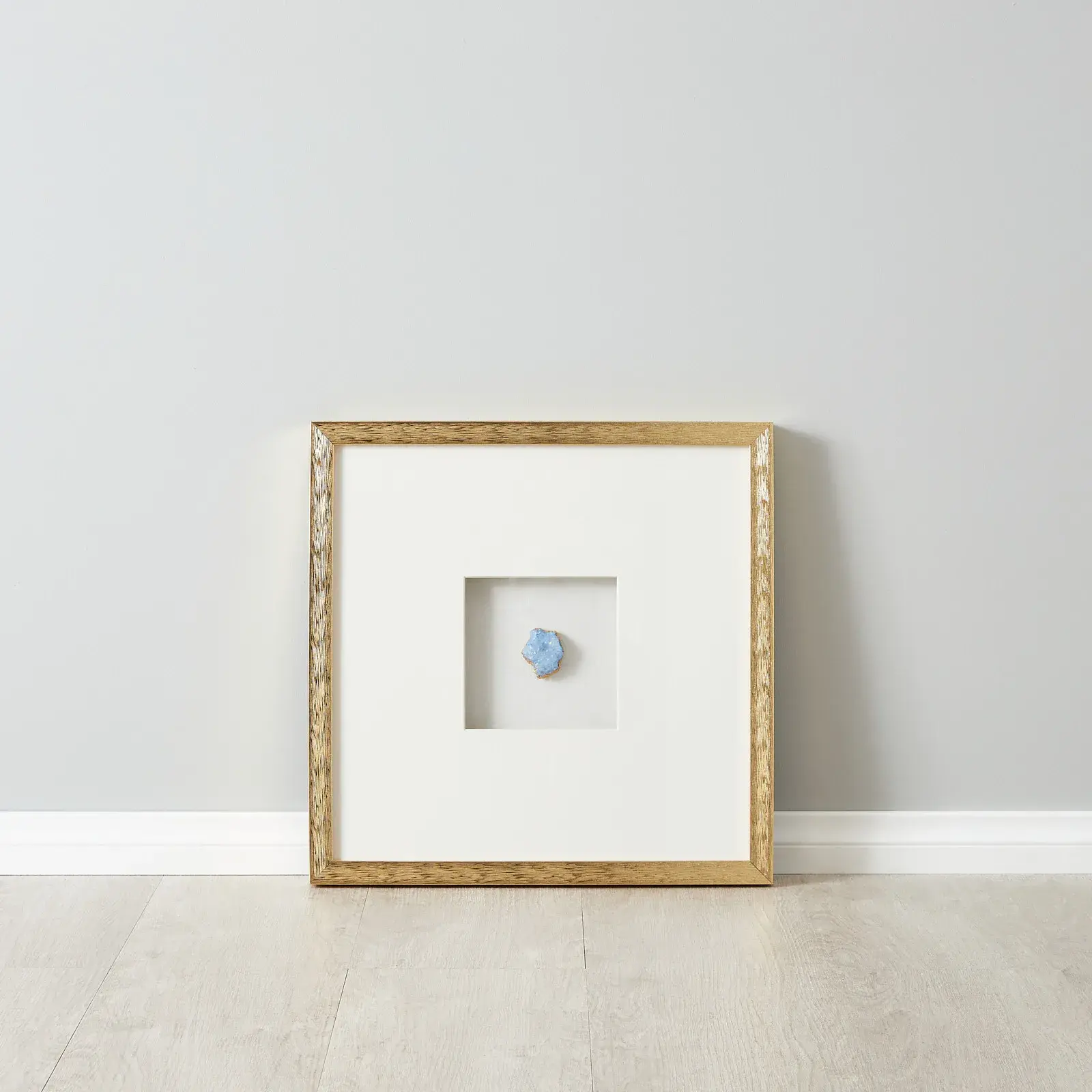 Blue Storm Stone Shadow Box With Gold Frame