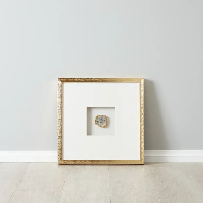 Aegean Blue Crystal Shadow Box With Gold Frame