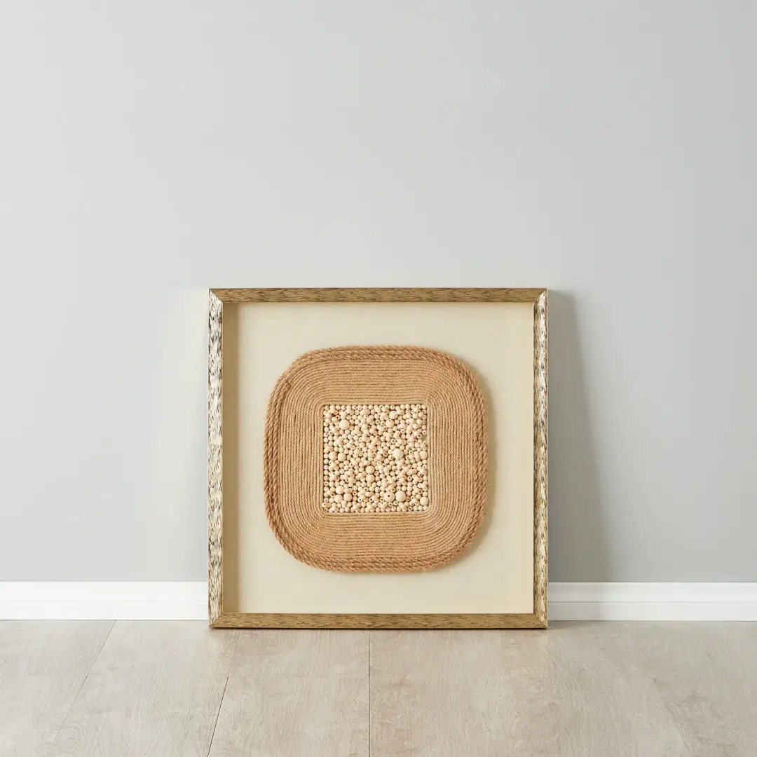 Quadrate Hemp Rope Shadow Box with Golden Frame