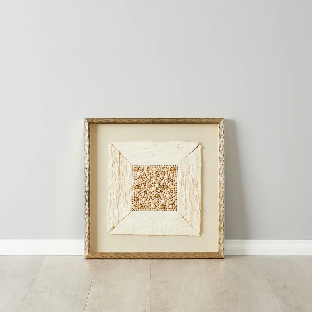 Quadrate Hemp Rope Shadow Box with Golden Frame