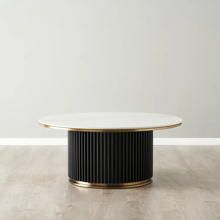 Archie White Sintered Stone Rectangular Dining Table - Matte Black Legs ...