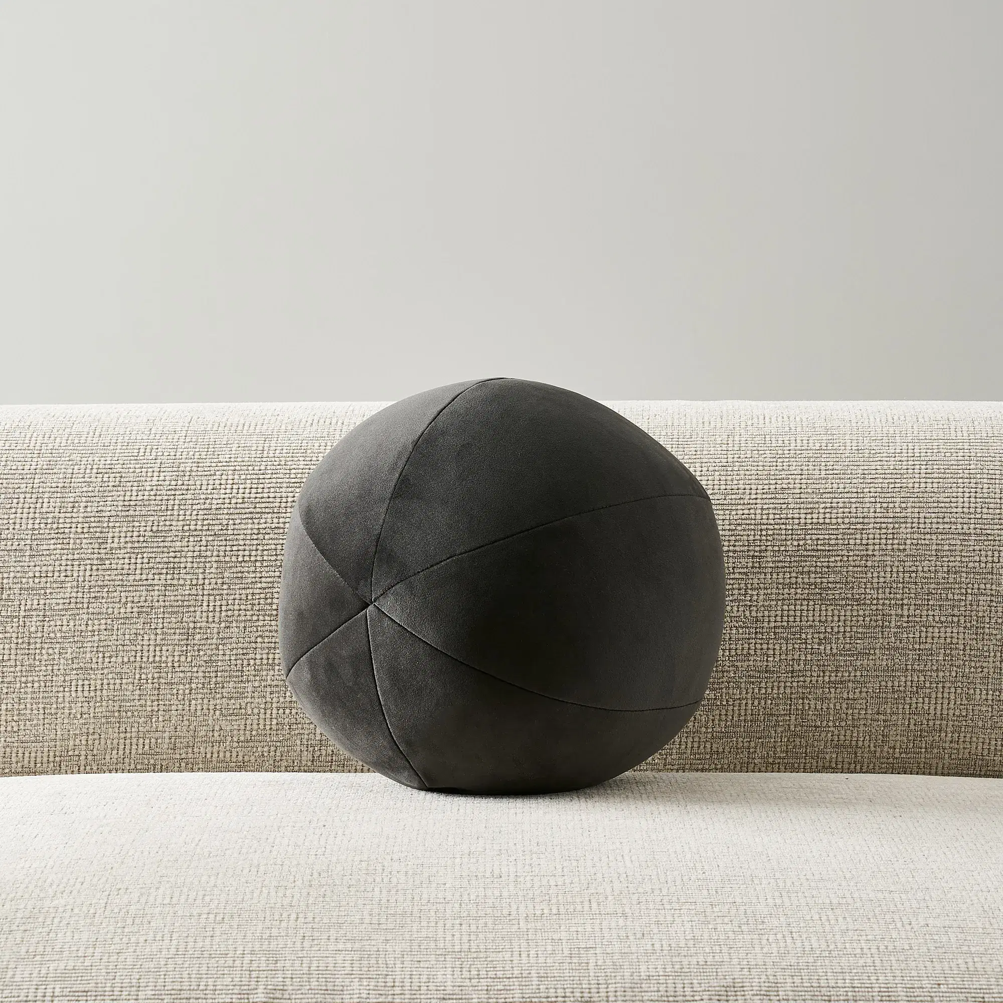 Alora Charcoal Velvet Ball Cushion 27cm