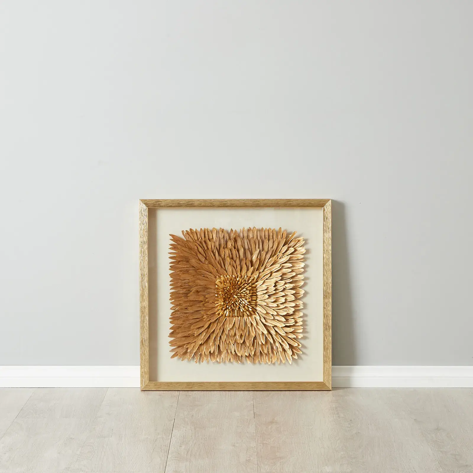 Quadrate Hemp Rope Shadow Box with Golden Frame