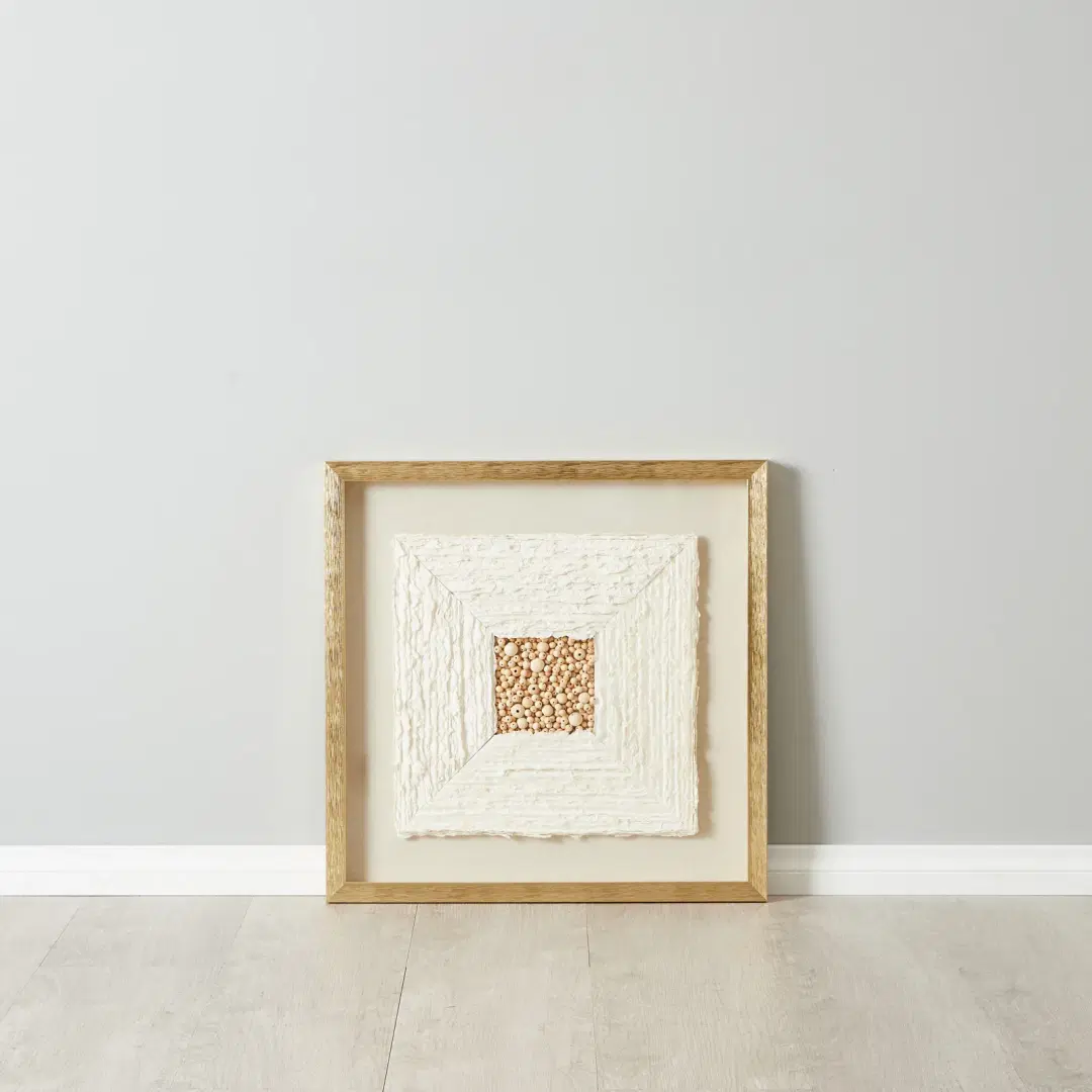 Quadrate Hemp Rope Shadow Box with Golden Frame