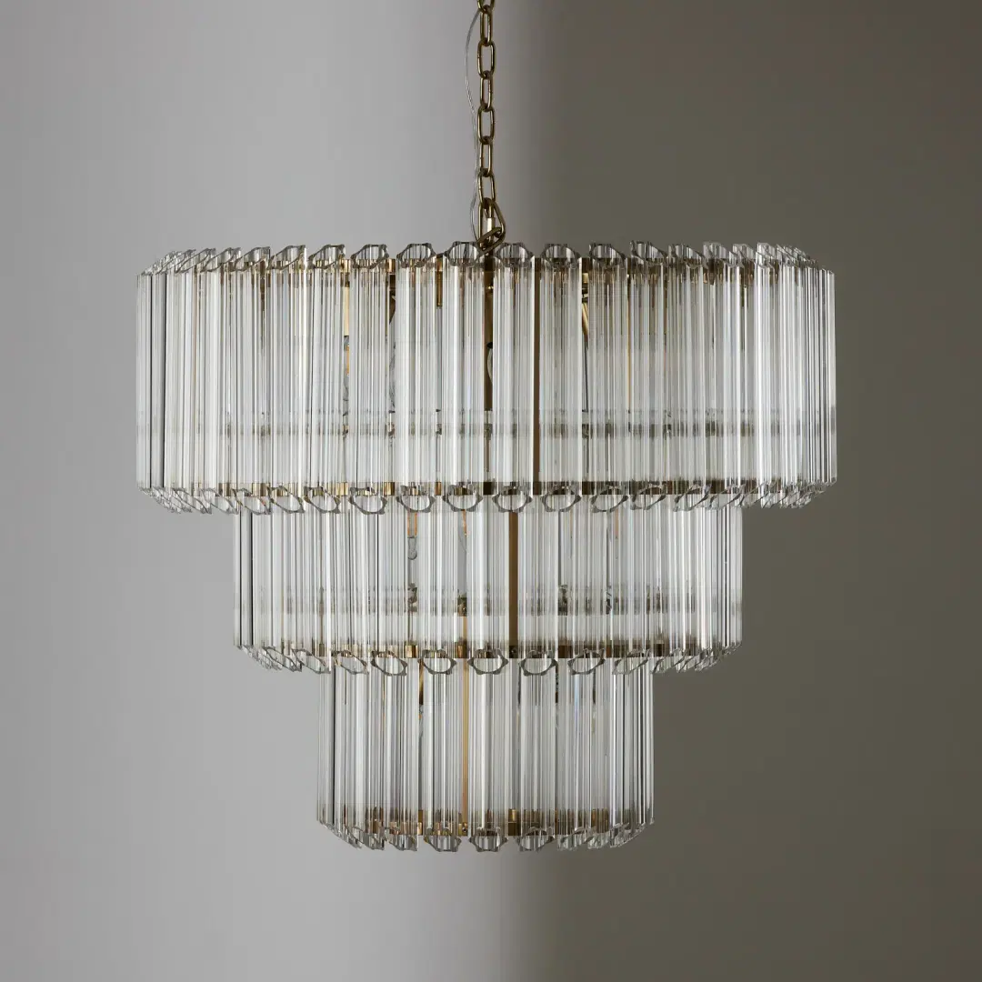 Minda Brushed Gold Glass Chandelier